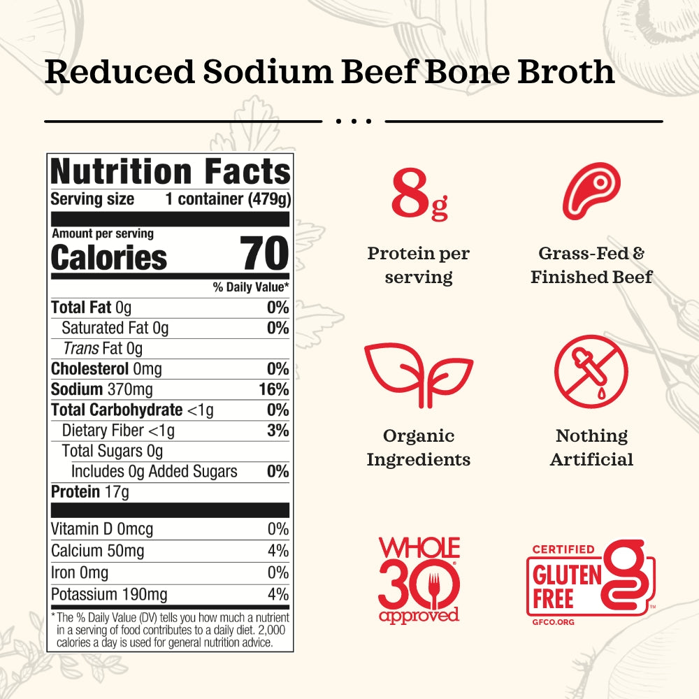 100% Grass-fed Beef Bone Broth [Reduced Sodium] – Kettle & Fire
