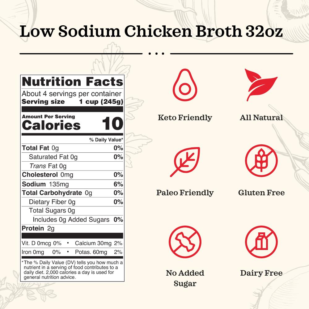 4 Pack: Chicken Low Sodium Cooking Broth - 32oz – Kettle & Fire
